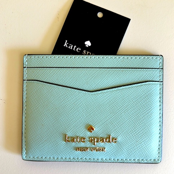kate spade | Bags | New Kate Spade Leather Blue Glow Card Holder With ...